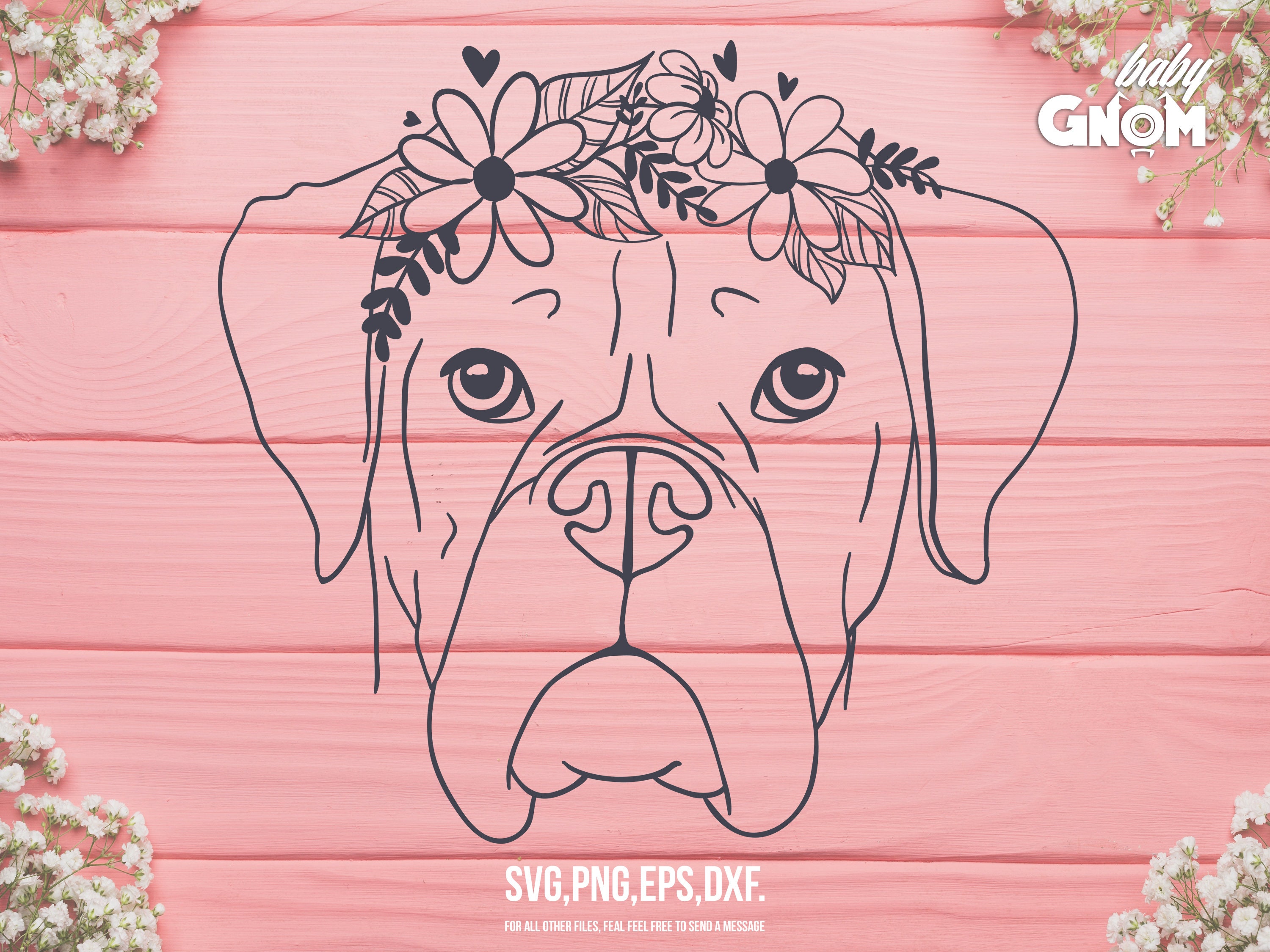 Boxer Flower Crown SVG Boxer Svg Boxer With Flowers Svg - Etsy