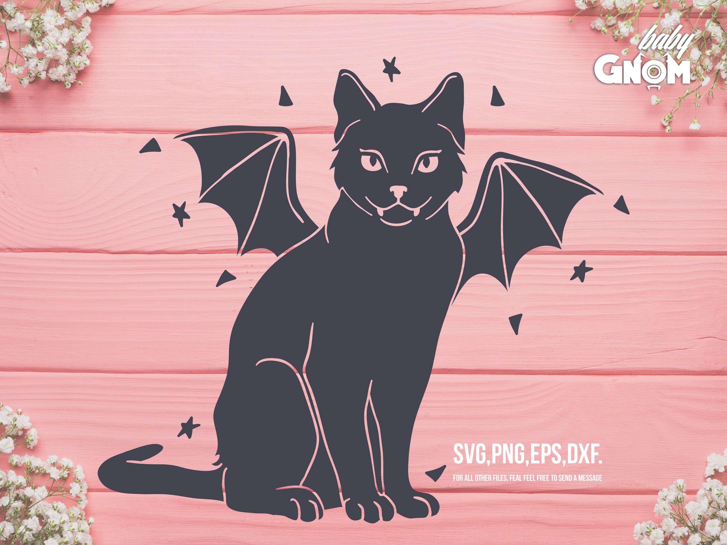 Bat Cat SVG Black Cat Clip Art Cat With Bat Wings Svg - Etsy