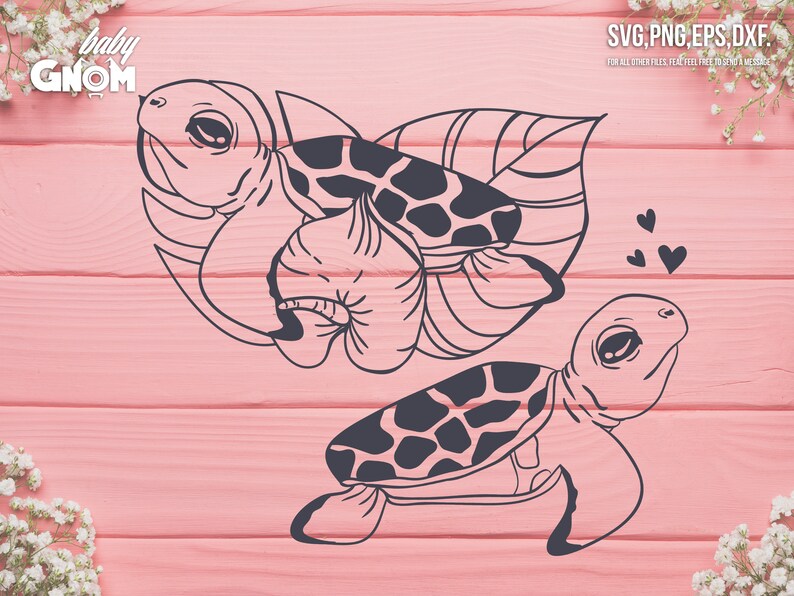 Sea Turtle SVG Tropical Flowers Svg Ocean Sea Animals - Etsy
