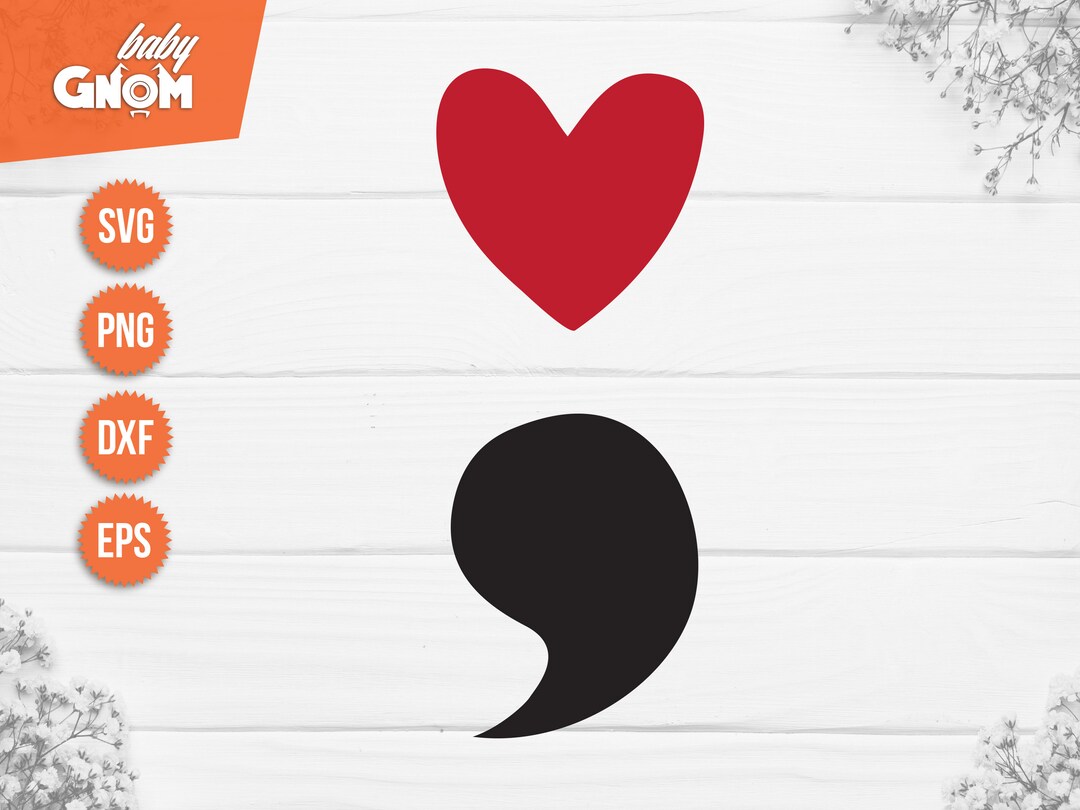 Semicolon and Heart SVG, Floral Semicolon Svg, Heart Svg, Oxytocin Svg ...