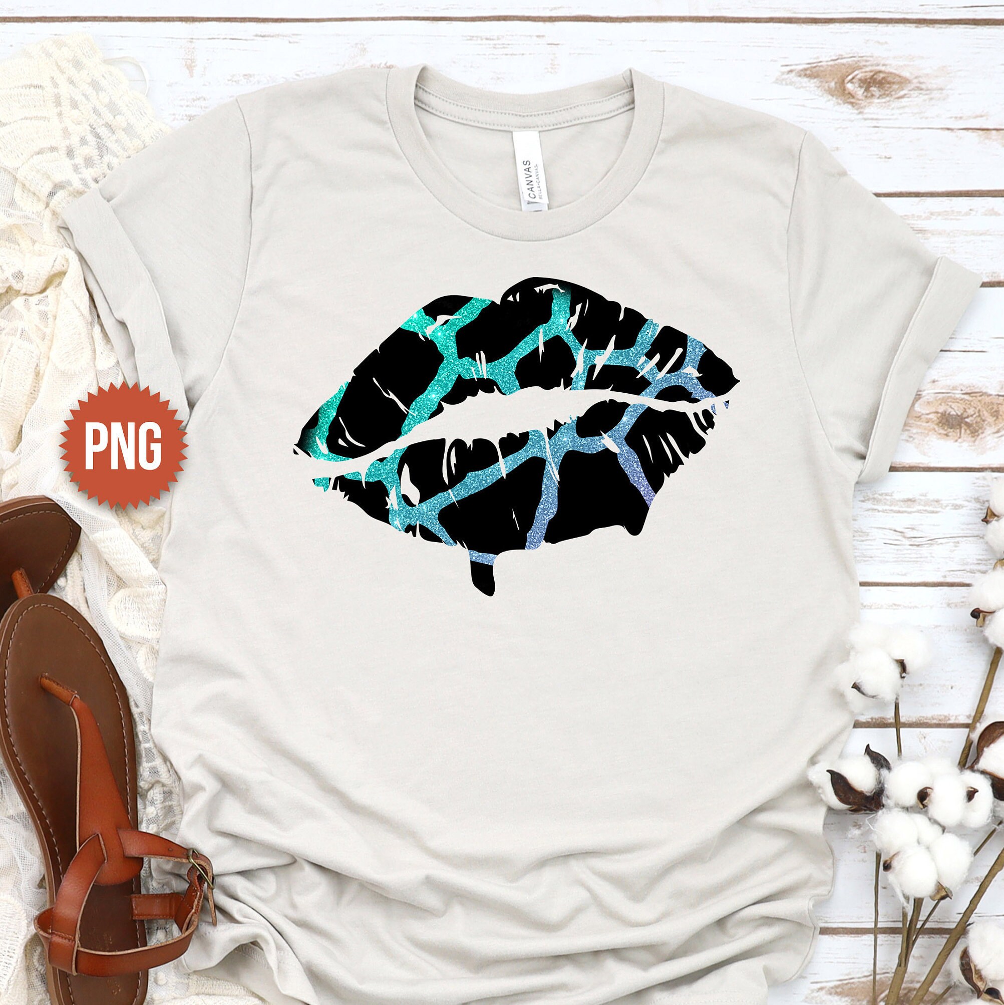 Colorful Animal Print Lips With Glitter Lips Sublimation - Etsy
