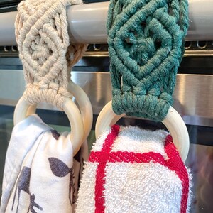 Macrame Towel Holder, Tea Towel Ring, Macrame Cloth Holder, Stove ...