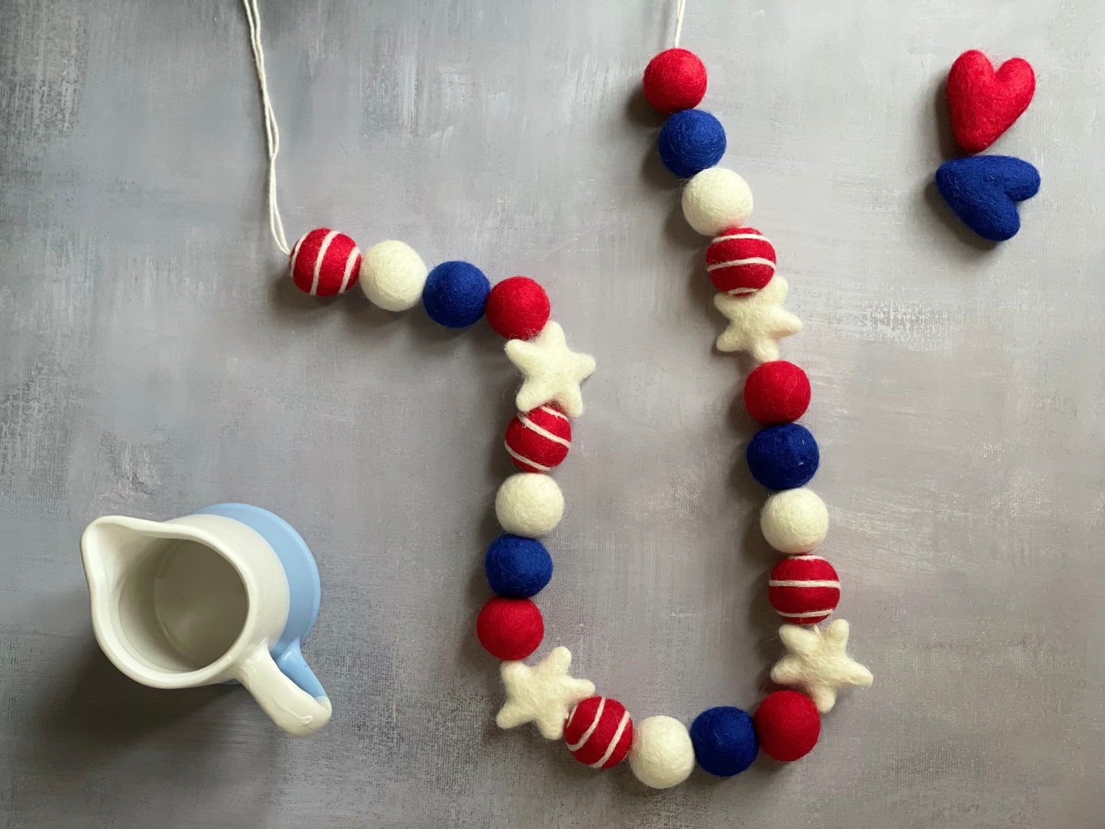 4th of July Felt Garland, Felt Garland, Red White Blue Garland, Fourth ...