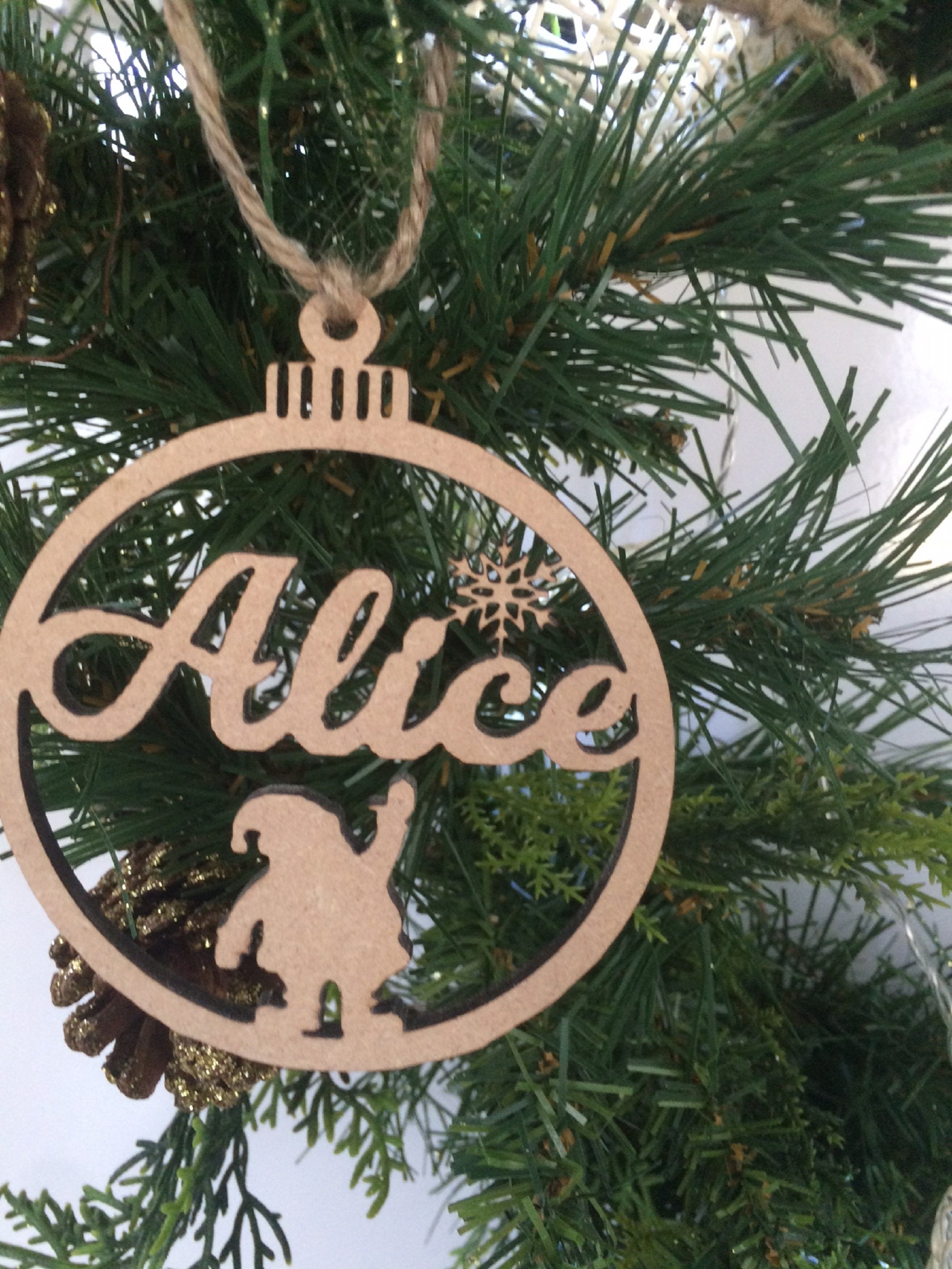 Personalised Christmas Baubles Wooden Bauble Name Gift Tag Tree Santa ...