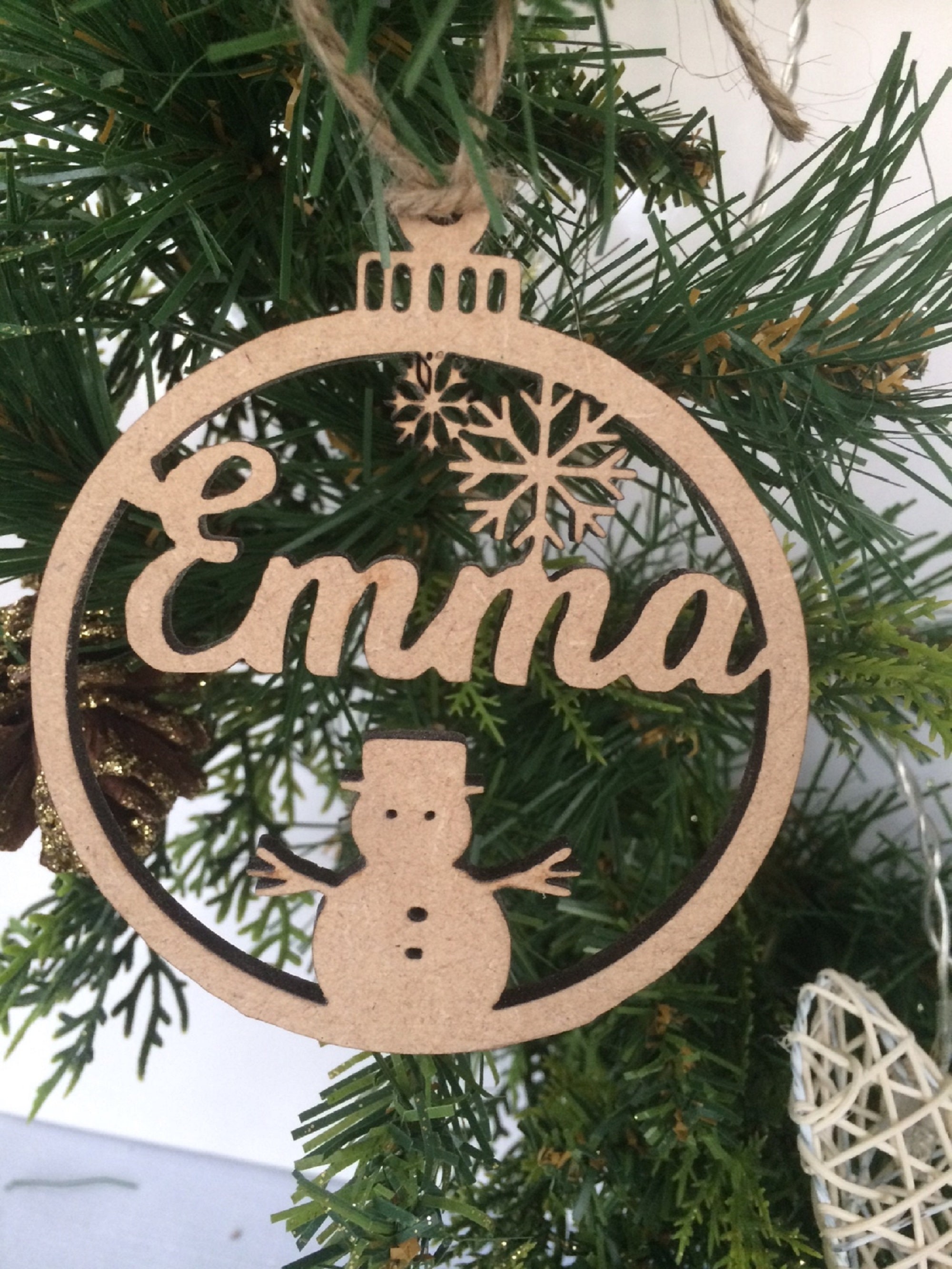 Personalised Christmas Baubles Wooden Bauble Name Gift Tag Tree Santa ...