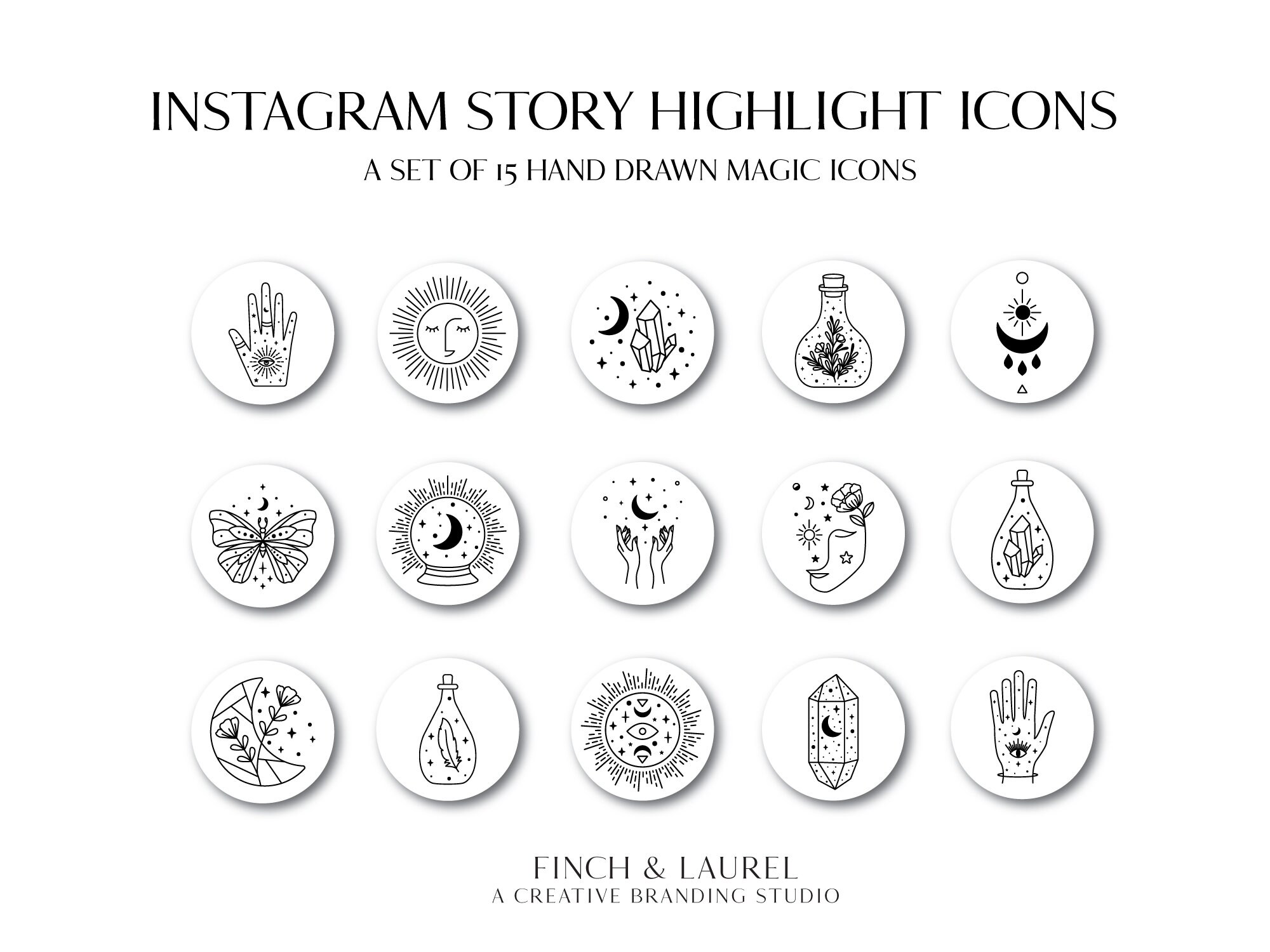 Store Graphics Hand Drawn Icons Magic Icons Instant Download Crystal ...