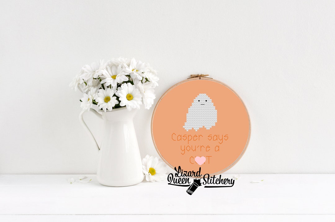 Snarky Halloween Cross Stitch Pattern- Casper Says You're a C*** - Etsy