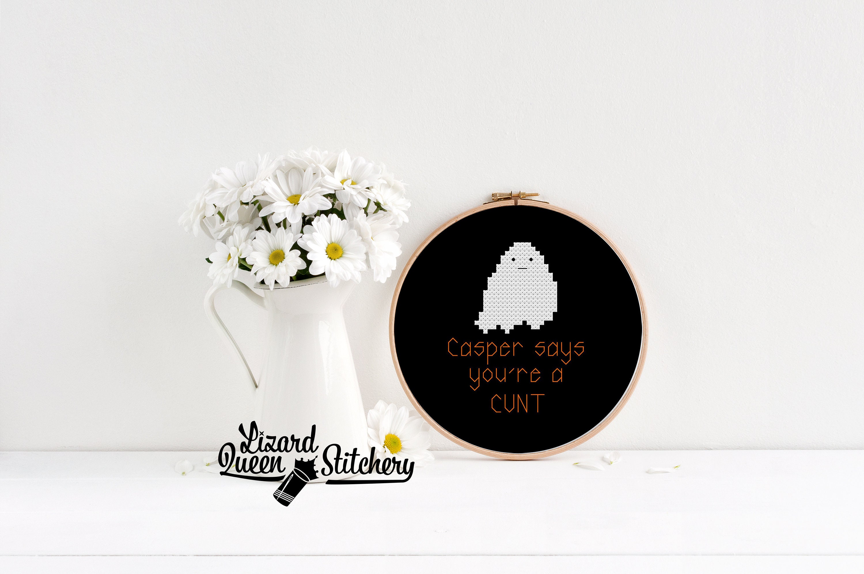 Snarky Halloween Cross Stitch Pattern- Casper Says You're a C*** - Etsy