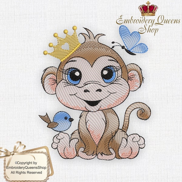 Monkey Embroidery - Etsy