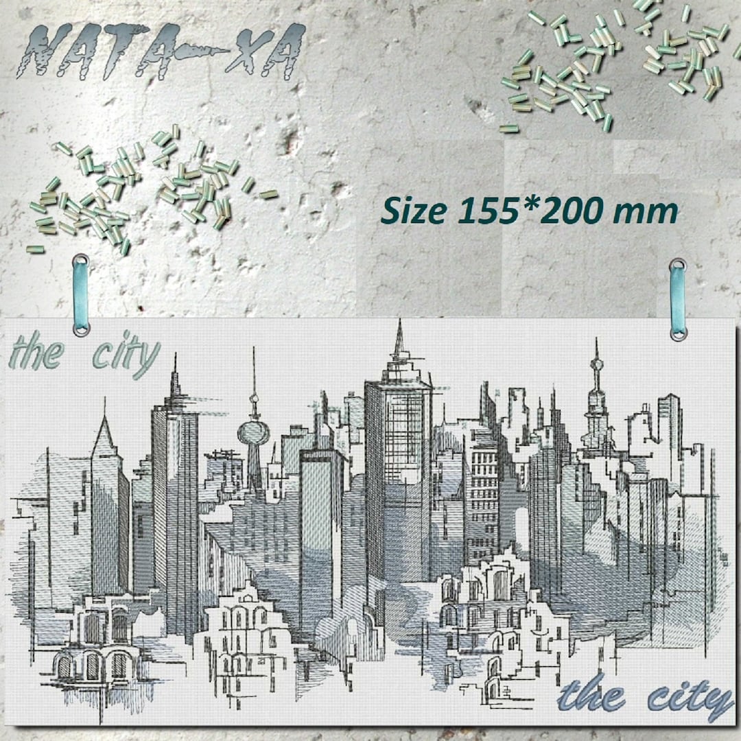 City Buildings Skyscrapers Machine Embroidery Design City Scape Series ...