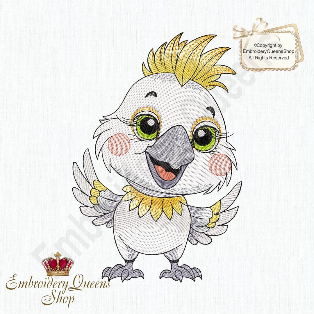 Baby Cockatoo Machine Embroidery Design Safari Babies Series 3 Sizes to ...