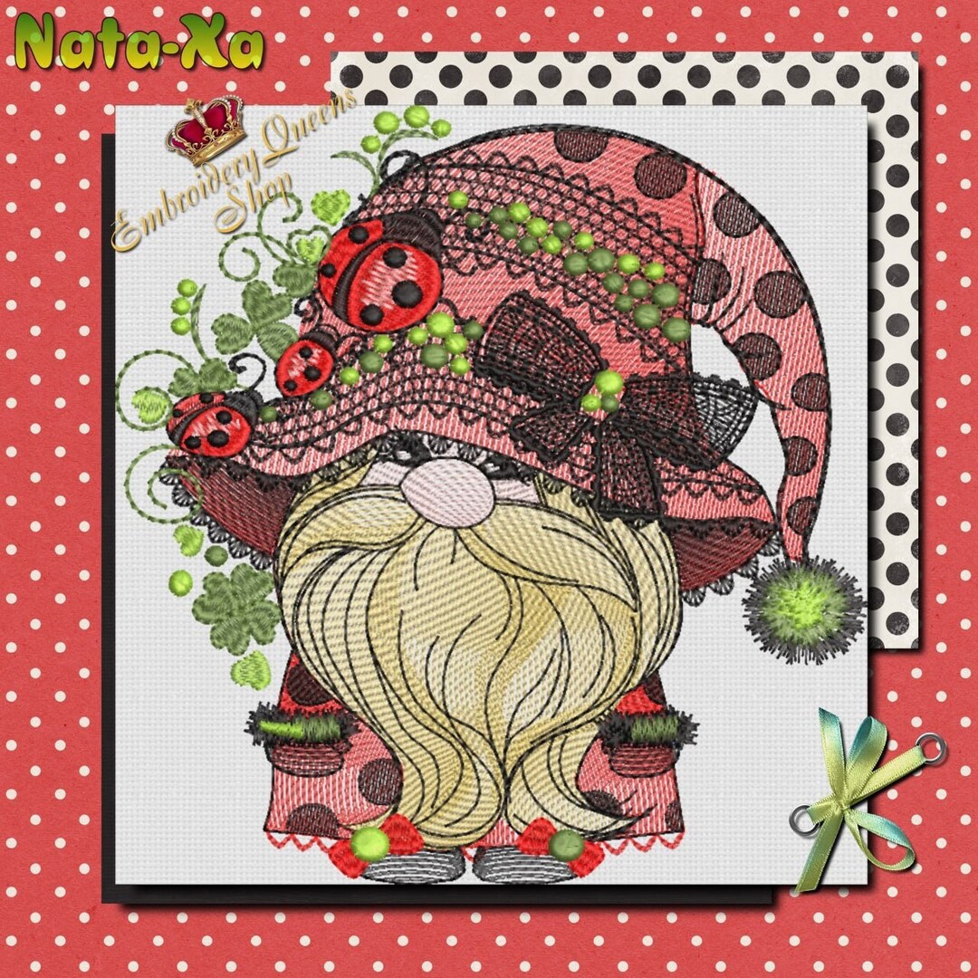Lucky Gnome Machine Embroidery Design Gnome Series 6 Sizes to Download ...