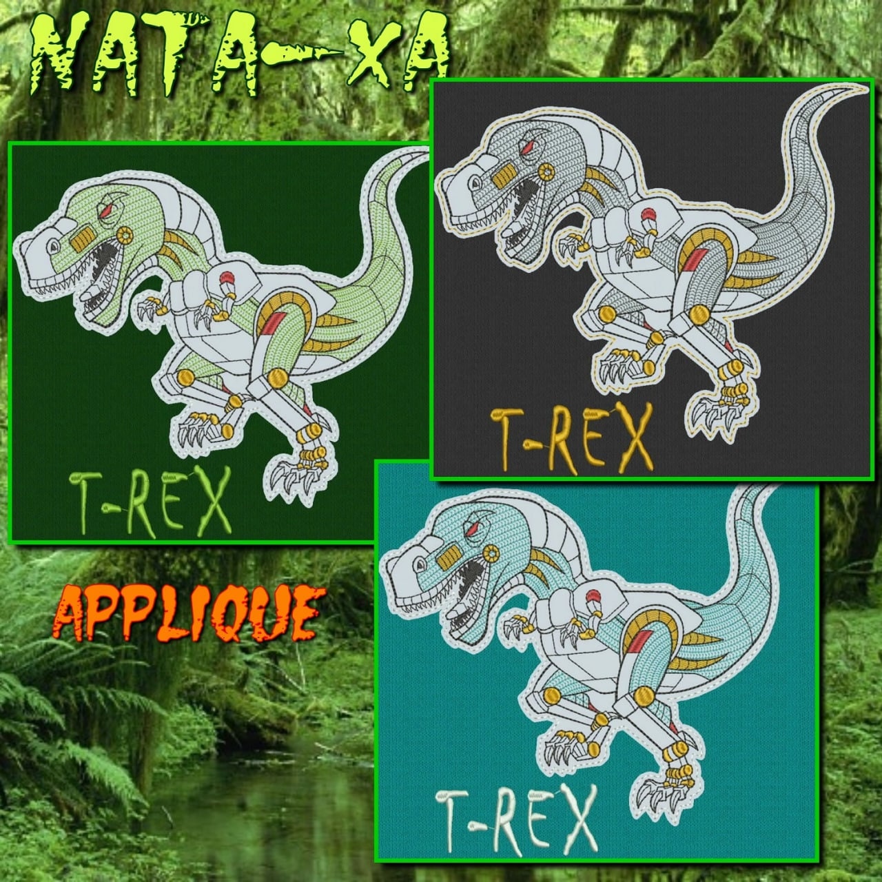 Dinosaur Machine Embroidery Designs Set Applique Patch - Etsy