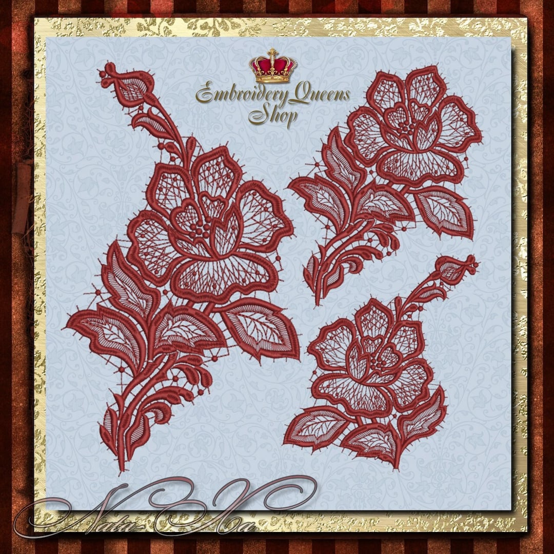 Lace Roses Machine Embroidery Designs Set of 3 Designs Fit 5x7 ...
