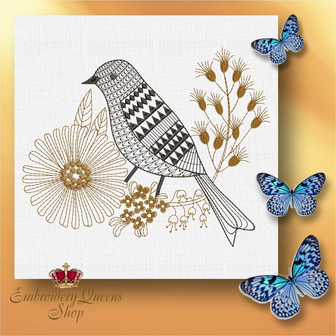 Little Cute Bird Outlines Easy and Fast Machine Embroidery Designs ...