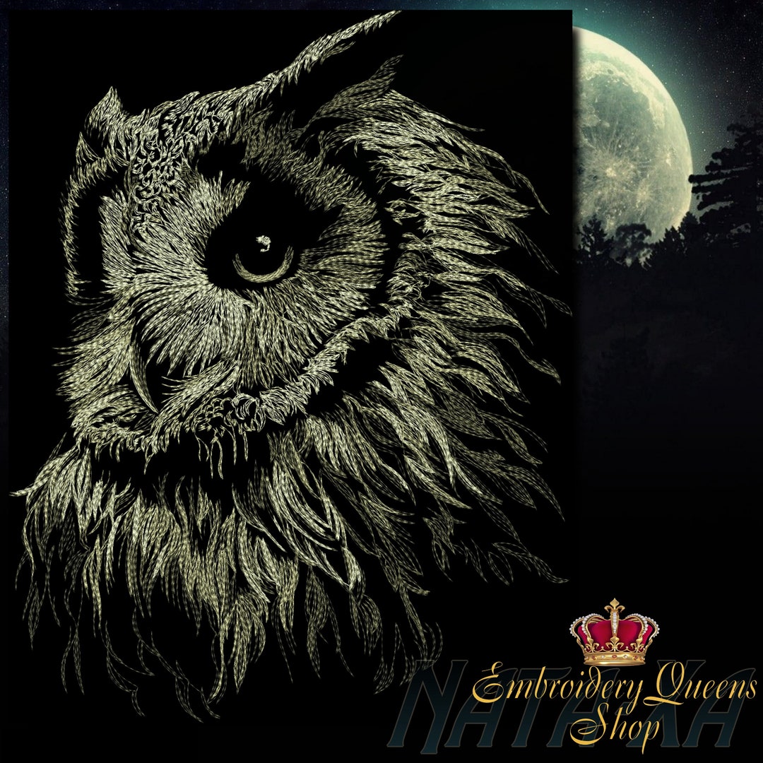 Owl Machine Embroidery Designs in the Night Series Realistic 5 Sizes to ...