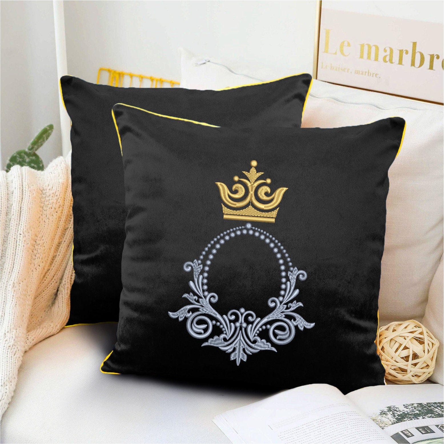 Crown Monogram Frame Machine Embroidery Design Set: Crown - Etsy