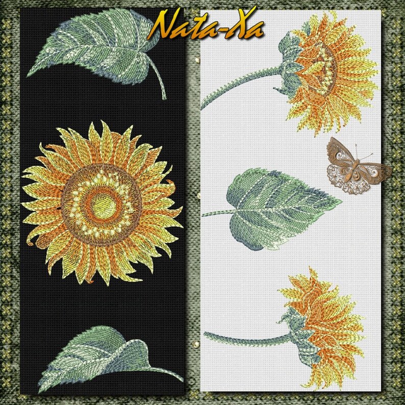 Sunflower Machine Embroidery Design Set of 16 Designs. Fit 5x7 ...