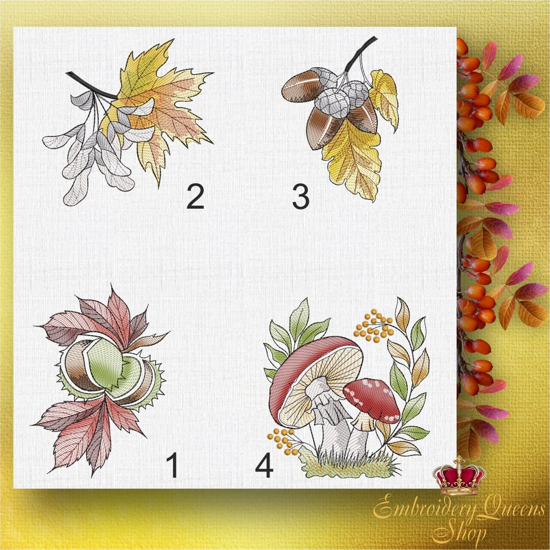 Autumn Machine Embroidery Designs Set Instant Download in 2 Sizes Small ...