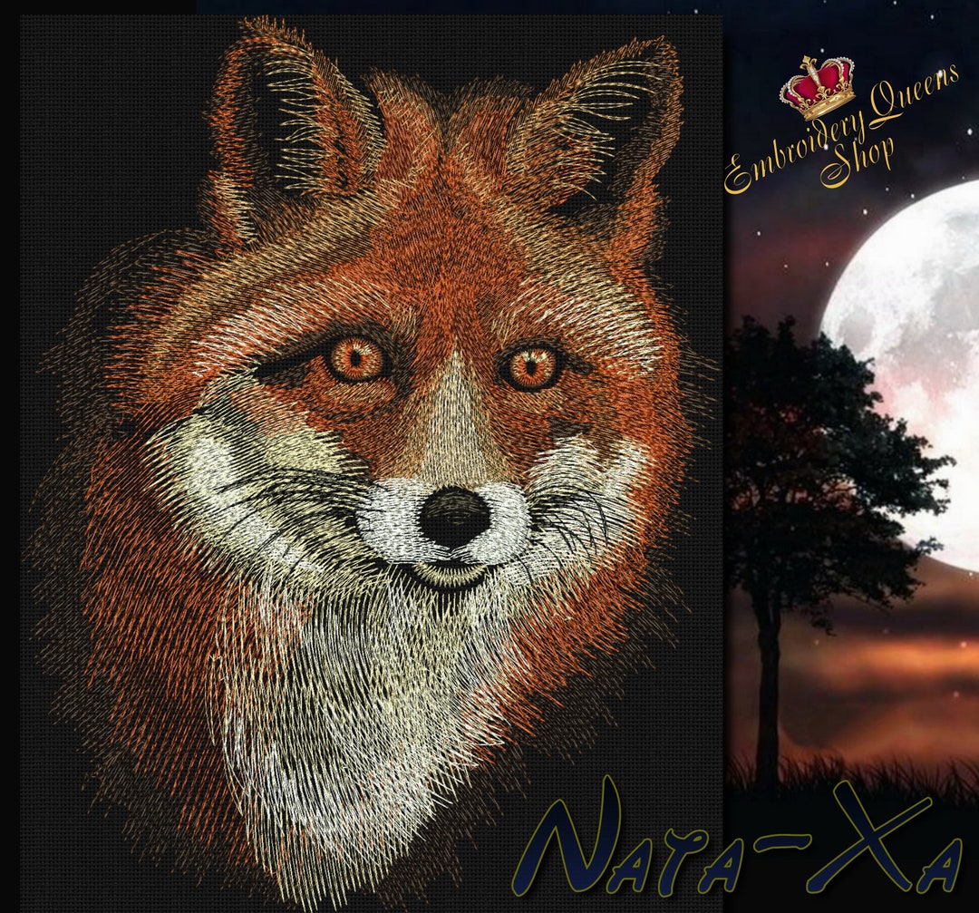 Fox Machine Embroidery Design in the Night Series 4 Sizes to Download ...