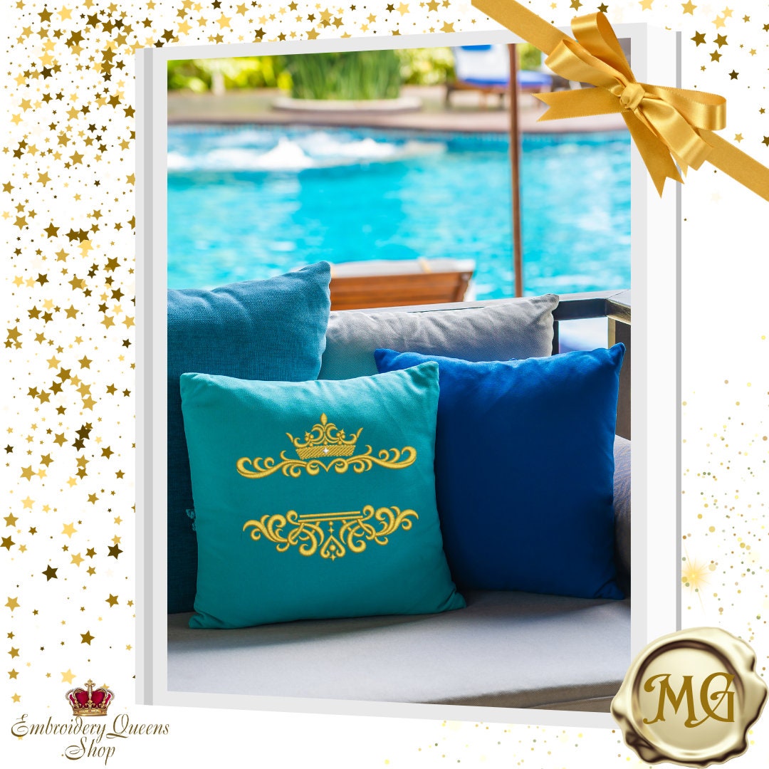 King Crown Machine Embroidery Design Flourishes Frame 4 Sizes to ...