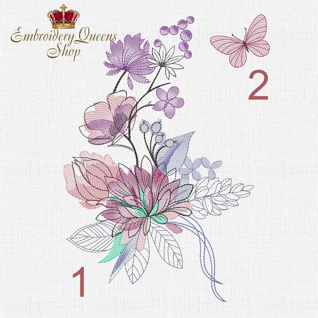 Fantasy Flowers Machine Embroidery Design Set Flower Bouquet ...