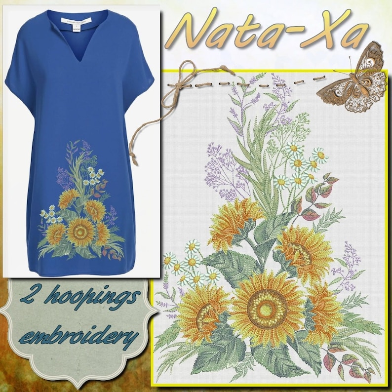 Sunflowers Machine Embroidery Design 2 Sizes to Download 2 Parts ...