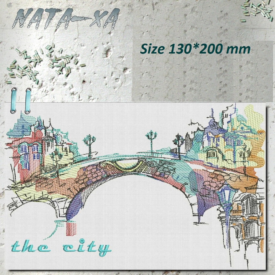 Machine Embroidery Design the Bridge. City Scape Series. for Hoops 5 ...