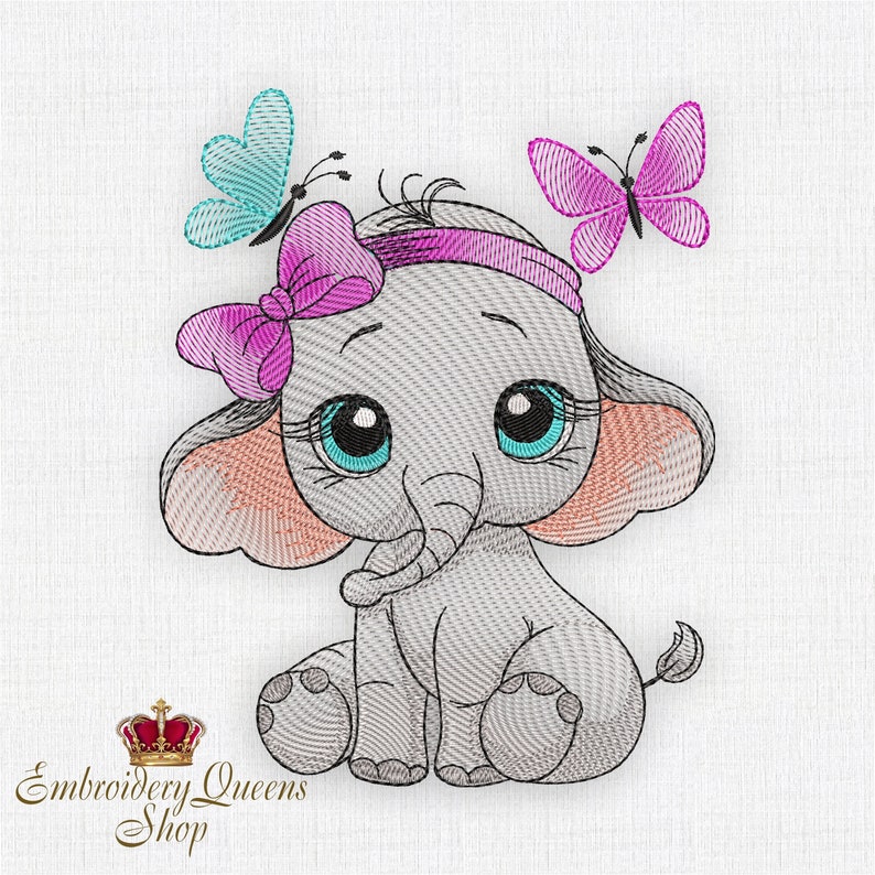 Baby Girl Elephant Machine Embroidery Design Safari Babies - Etsy
