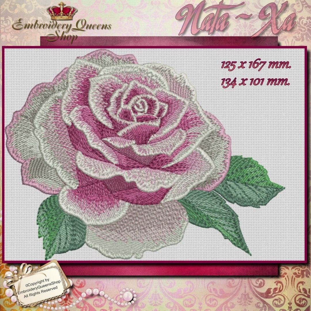 Pink Rose Machine Embroidery Design 2 Sizes to Download Fit 5x7 ...