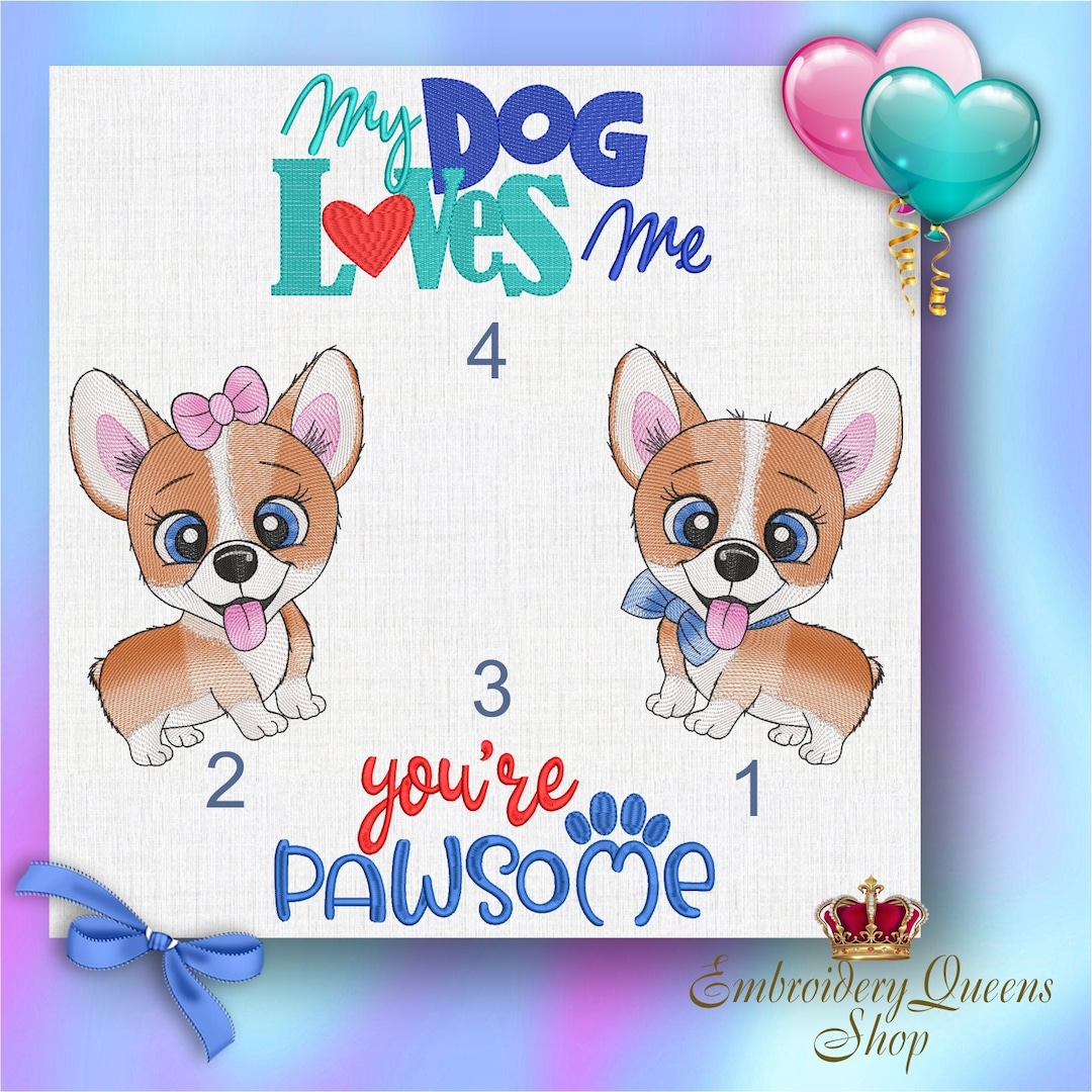 Puppy Dog Machine Embroidery Designs Set of 4 Instant Download 2 Sizes ...