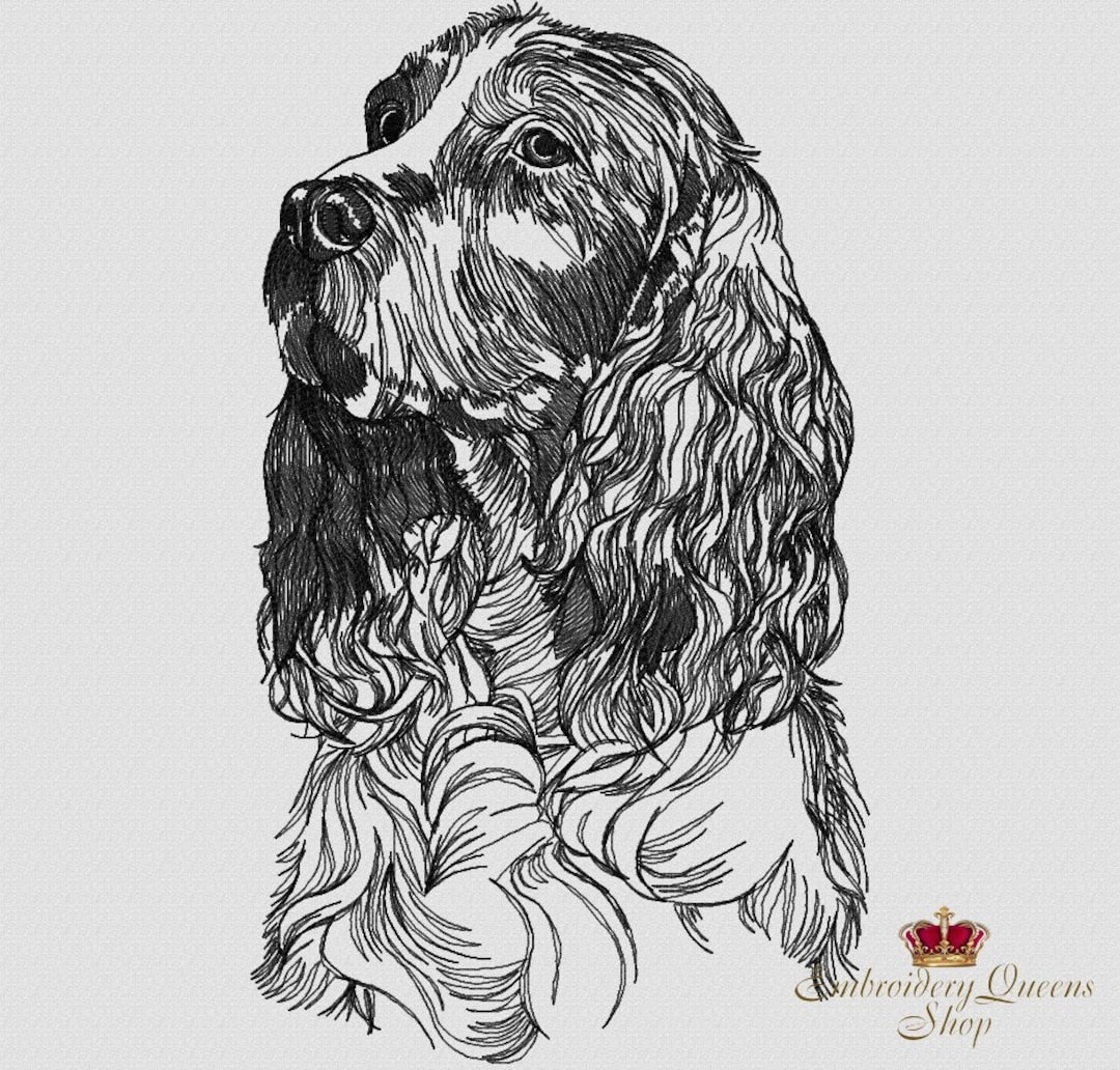 Puppy Dog Spaniel Cocker American Machine Embroidery Design. 5 Sizes to Download Different Hoop ...