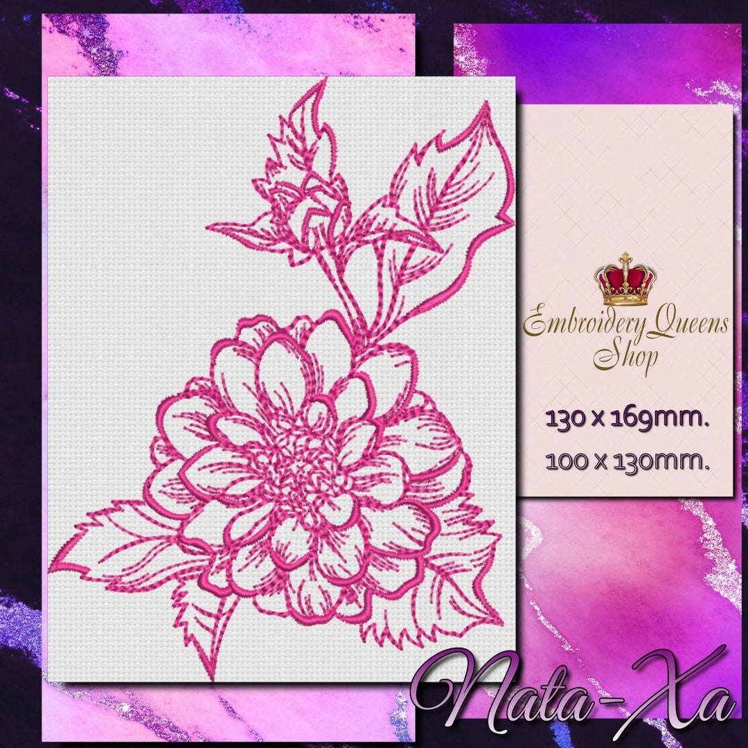 Dahlia Machine Embroidery Design 2 Sizes to Download Fit 5x7 ...