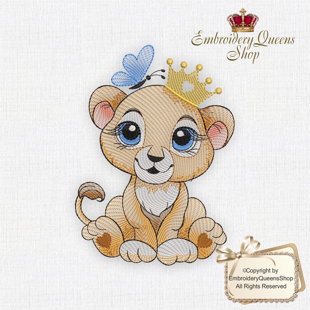 Baby Lion Machine Embroidery Design Lion King Crown 3 Sizes to Download ...