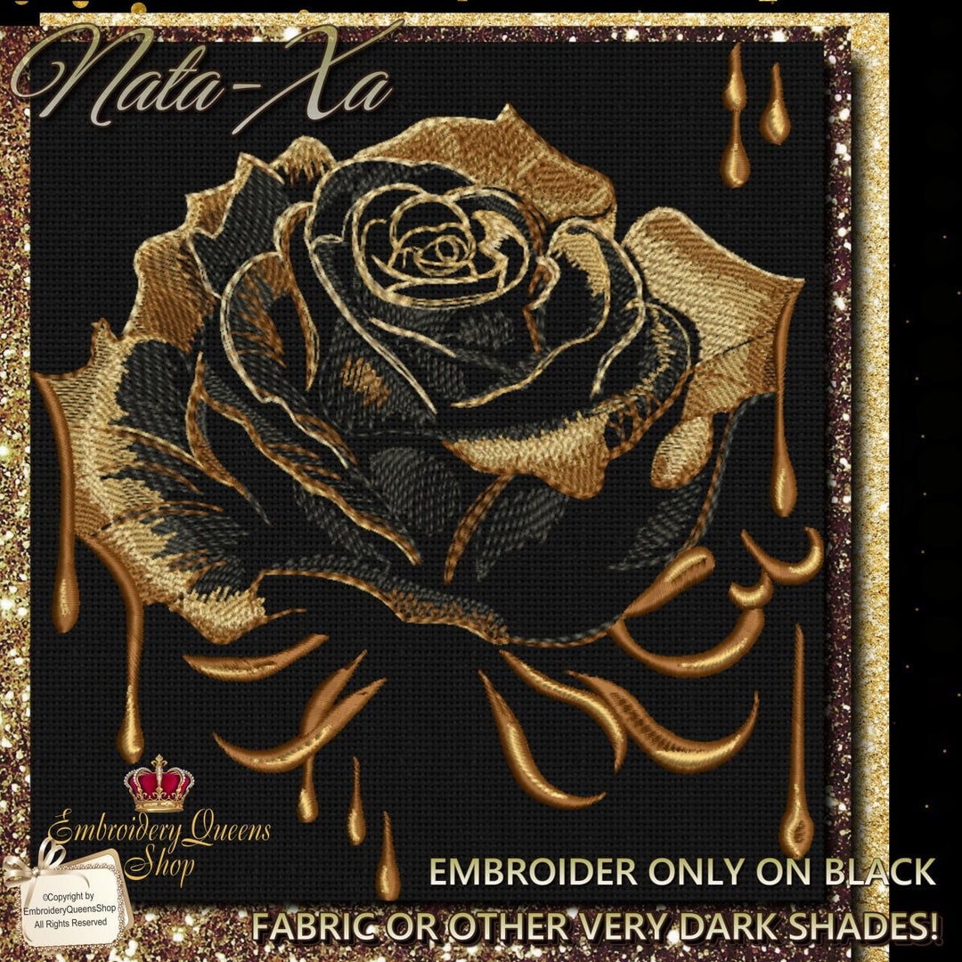 Golden Rose Machine Embroidery Design 3 Sizes to Download Fit 5.5x6.1 ...