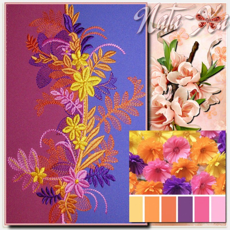 Spring Flower Flourishes Machine Embroidery Design 3 Sizes Download Fit ...