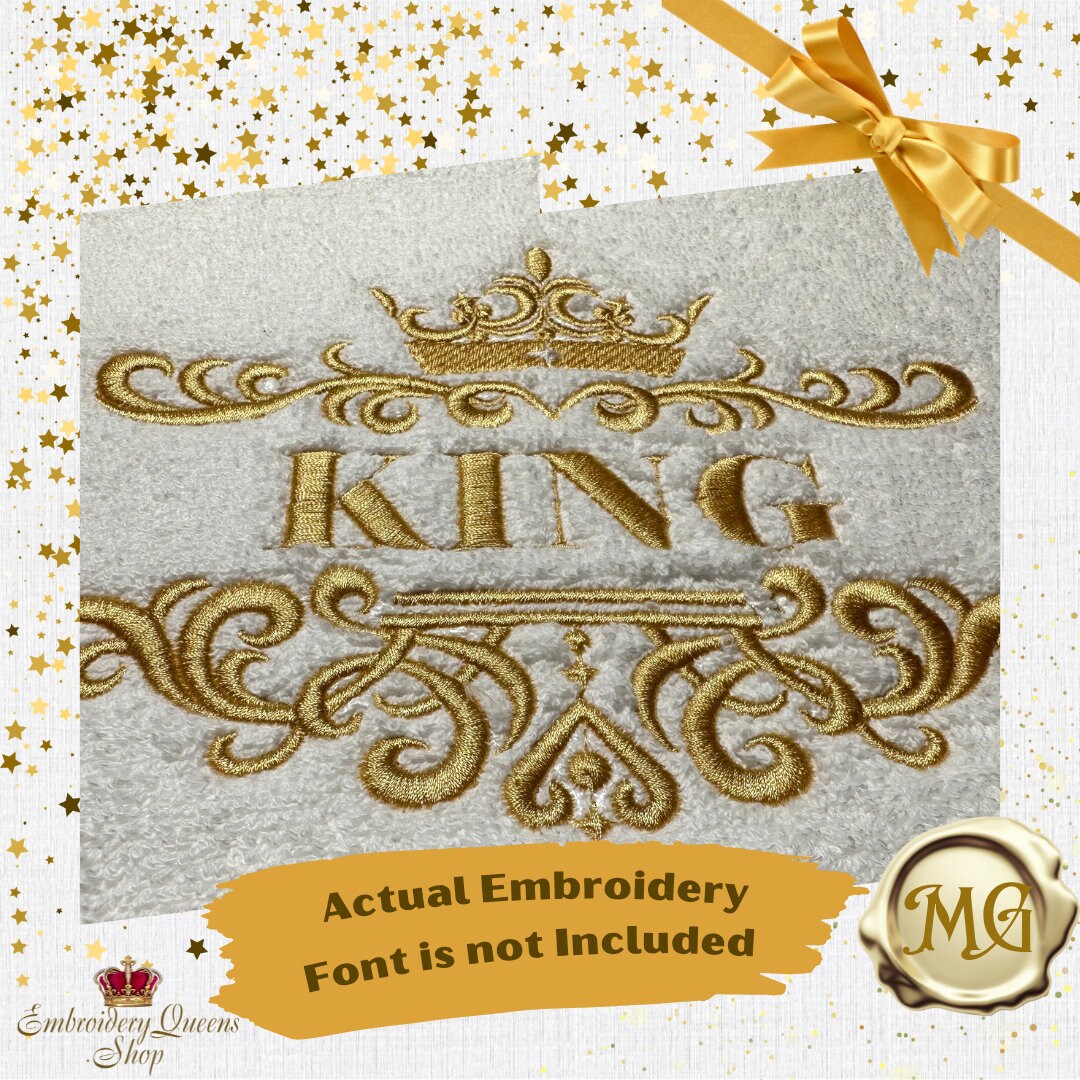 King Crown Machine Embroidery Design Flourishes Frame 4 Sizes - Etsy