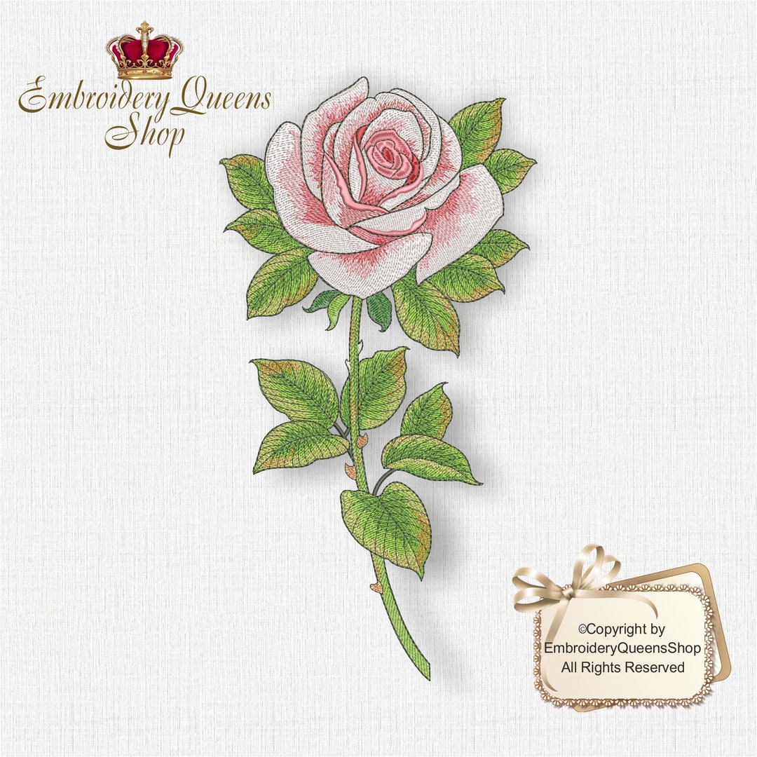 Rose Machine Embroidery Design 5 Sizes To Download Fit 5x9 5