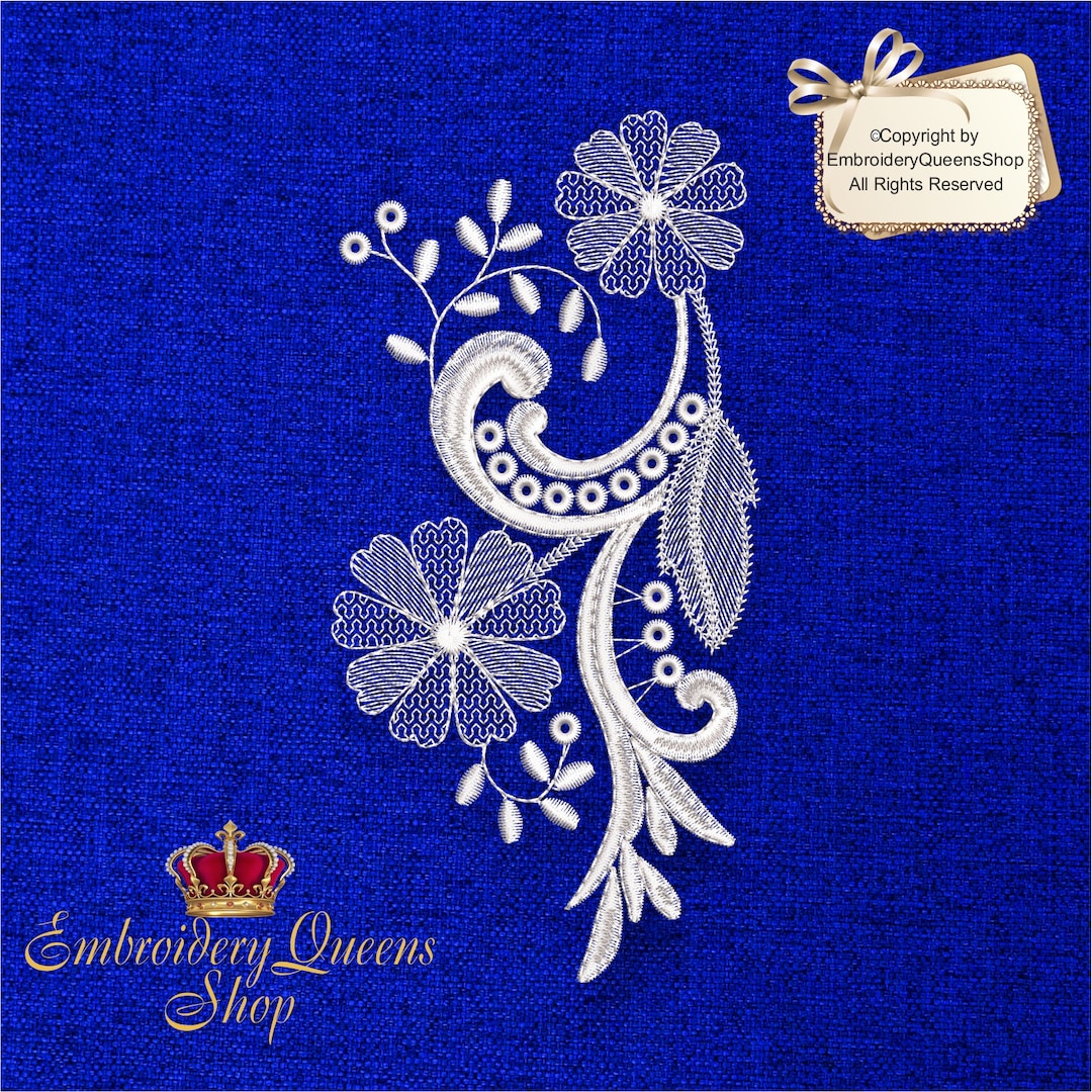 Boho Flower Machine Embroidery Design. Lace Imitation. 3 Sizes to ...