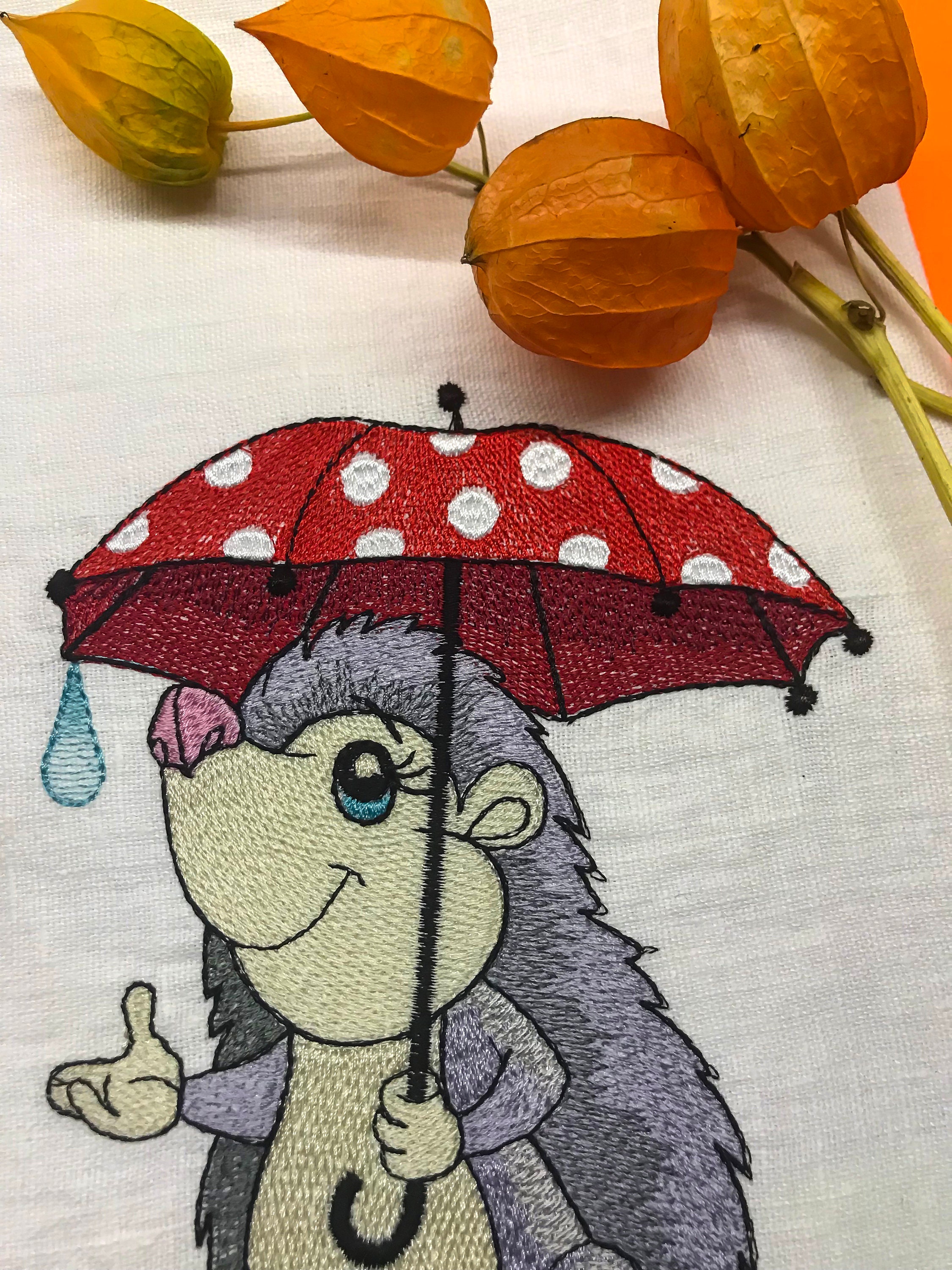 Hedgehog With Toadstool Mushroom Umbrella in the Rain Machine - Etsy
