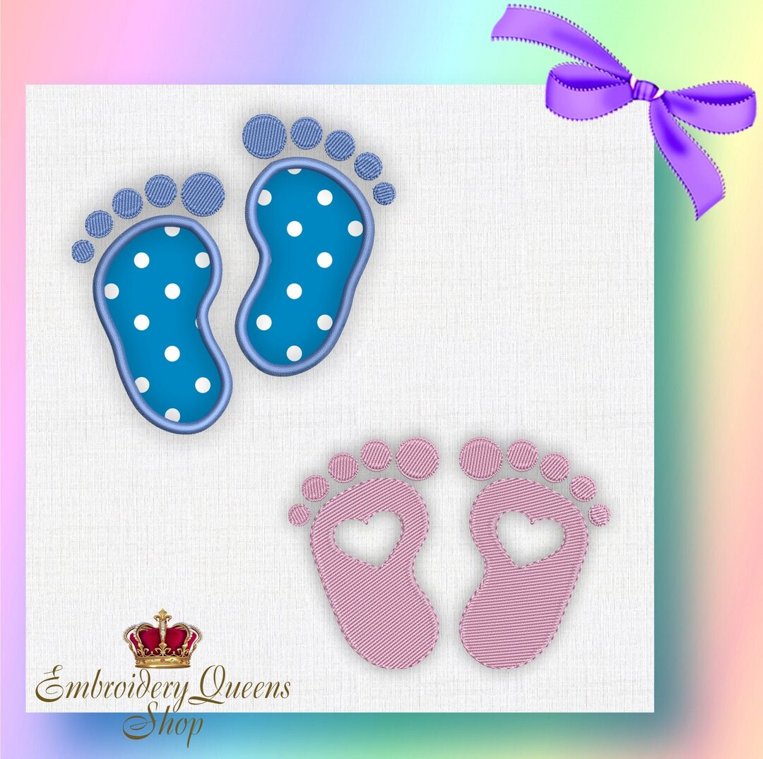 Baby Feet Footprint Applique and Machine Embroidery Design Set of 2 ...