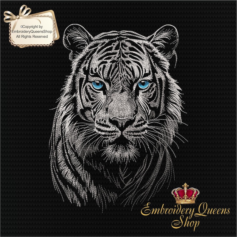 White Tiger Machine Embroidery Design 6 Sizes to Download Fit 6.5x9 ...