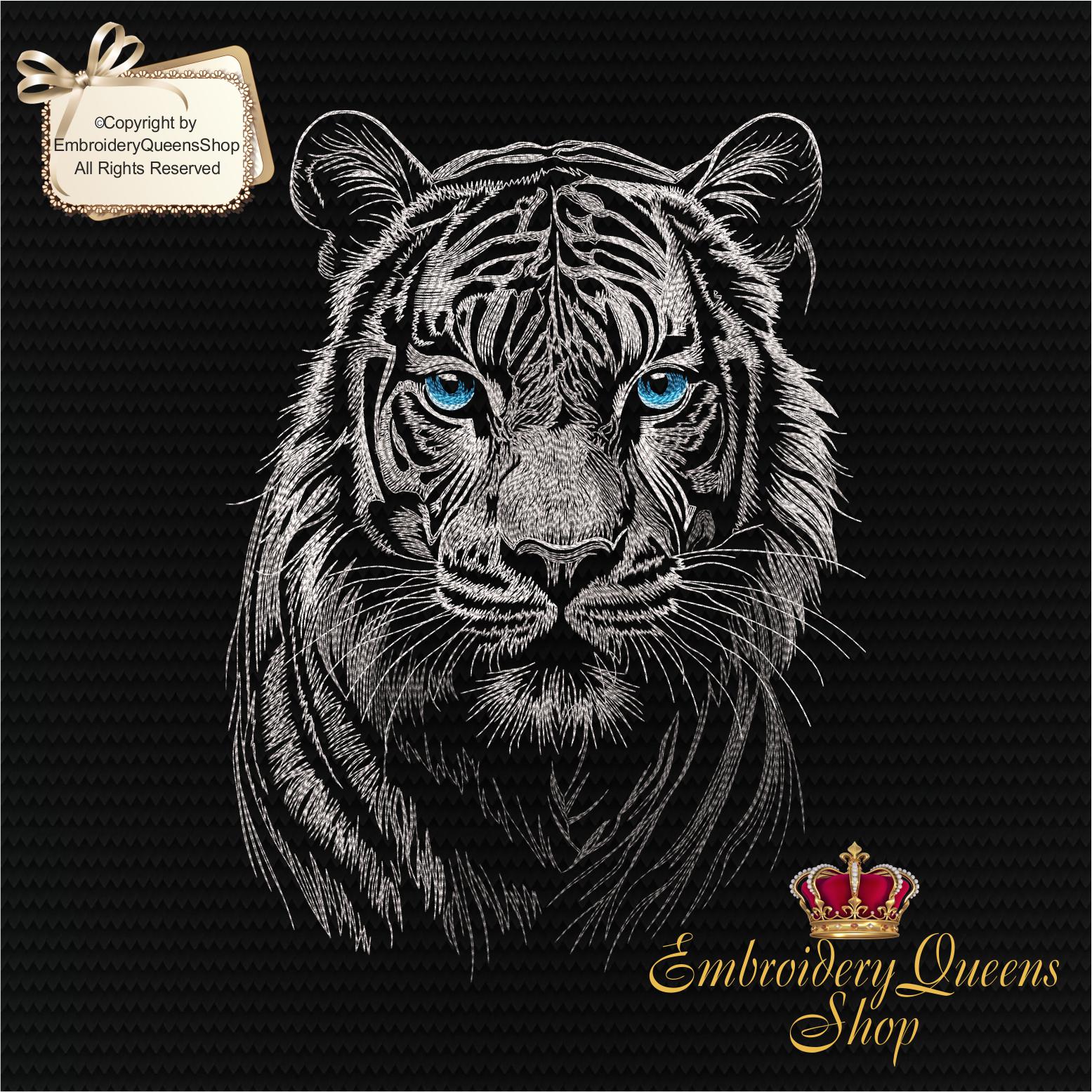 White Tiger Machine Embroidery Design 6 Sizes to Download Fit 6.5x9 ...