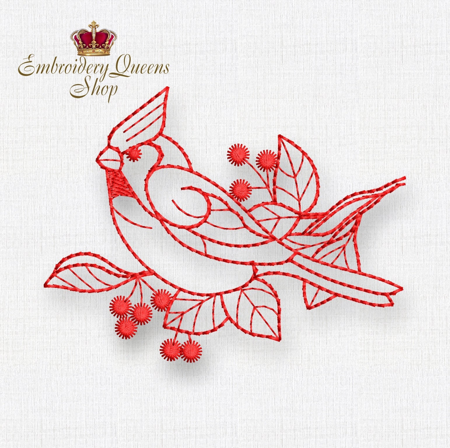 Cute Cardinal Bird on a Branch Lace Imitation Outlines Machine - Etsy