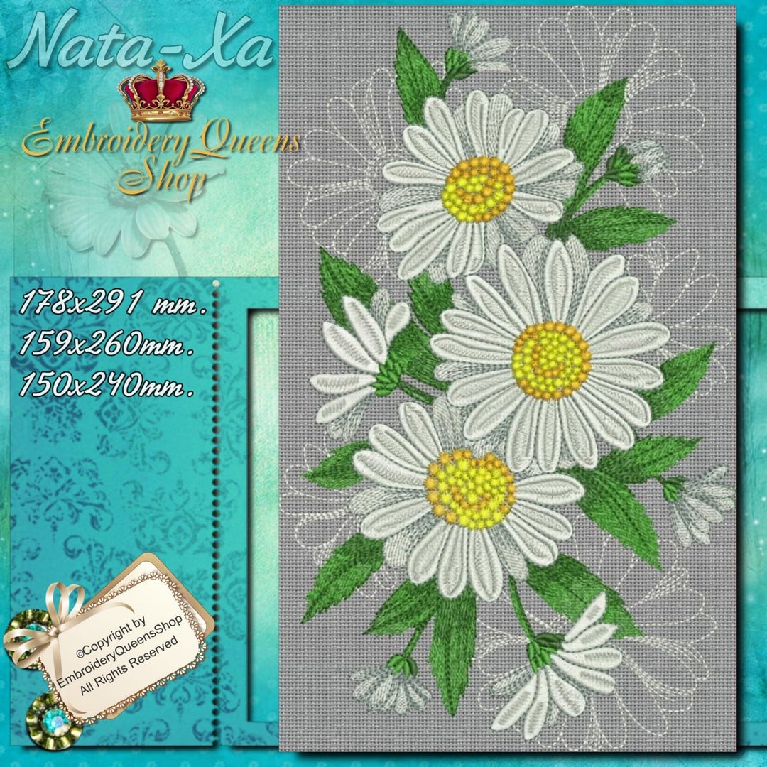 Daisies Machine Embroidery Design 3 Sizes to Download Fit 6x10 ...