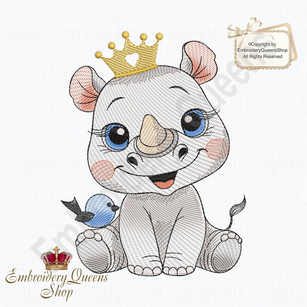 Baby Rhino Boy Machine Embroidery Design Safari Babies Series 3 Sizes ...