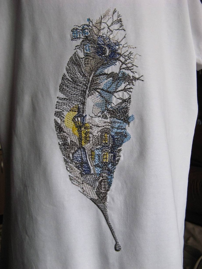 Machine Embroidery Design the Feather 2. City Scape Series. - Etsy