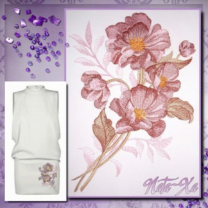 Pink Flowers Machine Embroidery Design. Pink Dreams Flower Bouquet. 2 ...