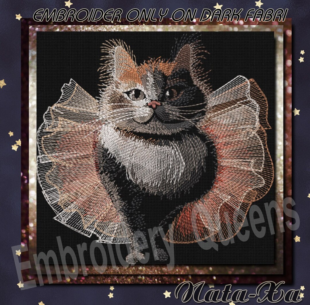 Cat Machine Embroidery Design Fluffy Tutu Cat 3 Sizes to Download Fit ...