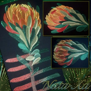 Protea Flower Machine Embroidery Design Tropics Series 6 Sizes to ...